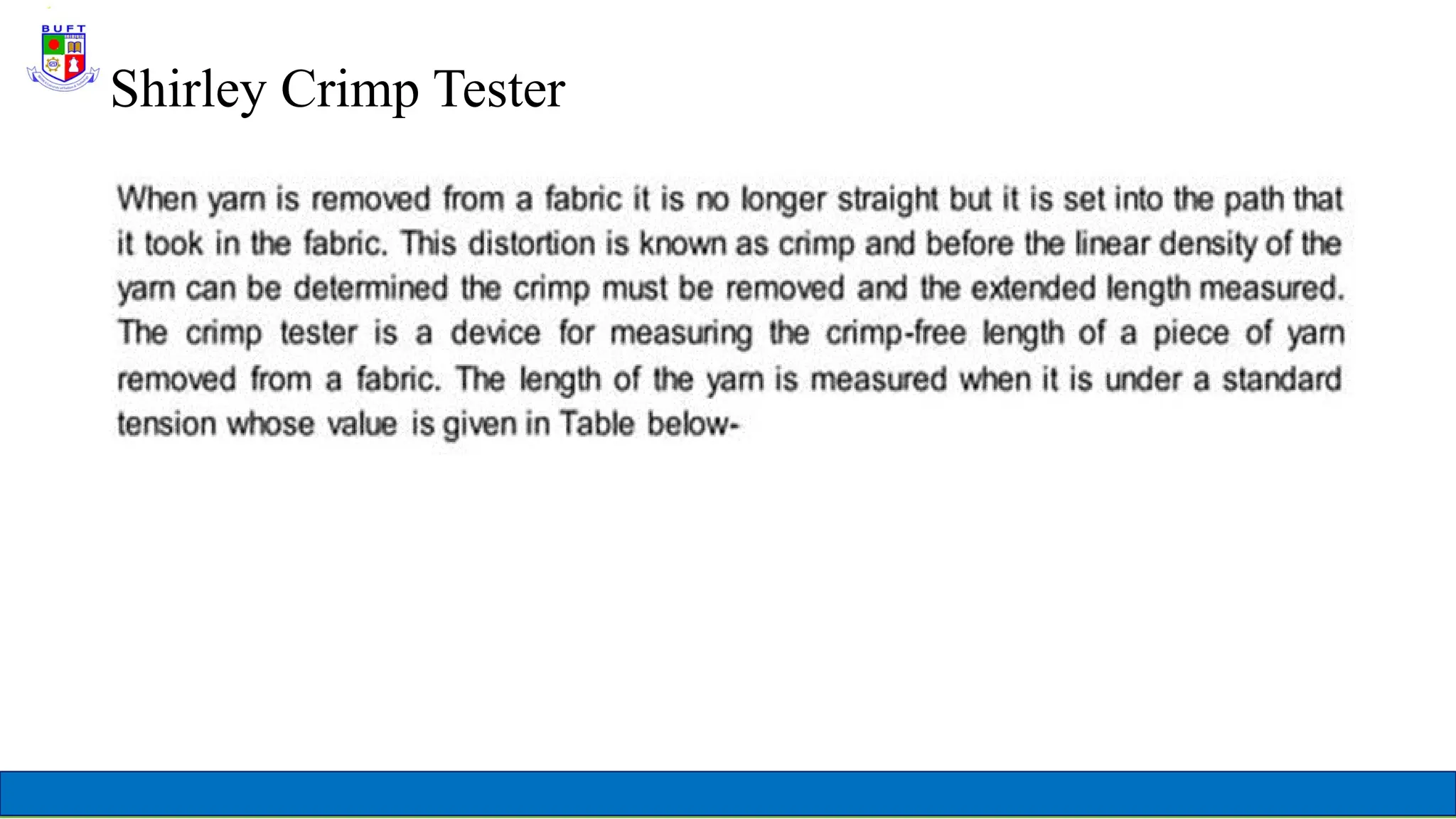 "Yarn Crimp: Understanding Its Role in Textile Performance" | PPTX