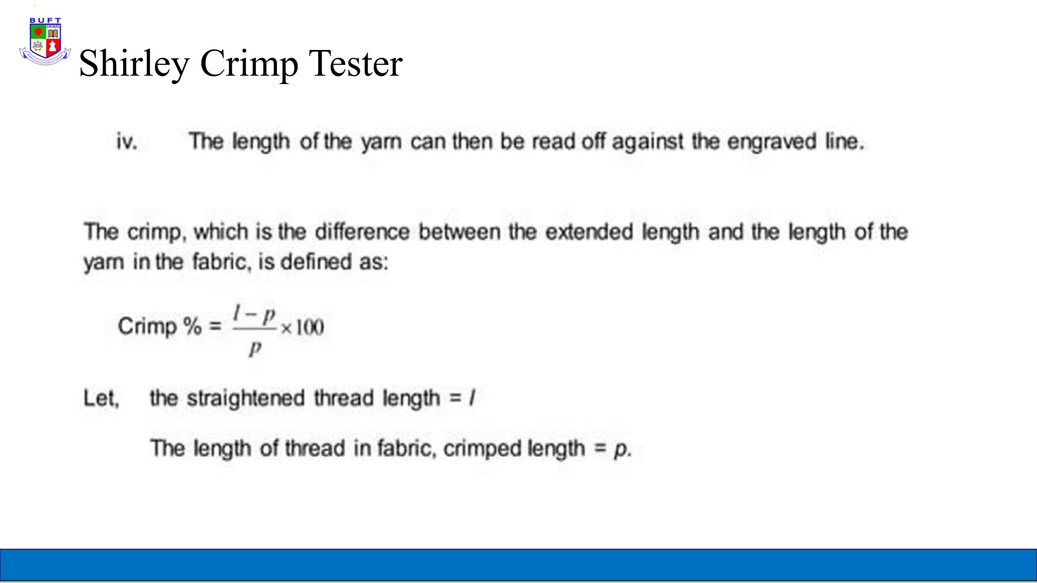 "Yarn Crimp: Understanding Its Role in Textile Performance" | PPTX