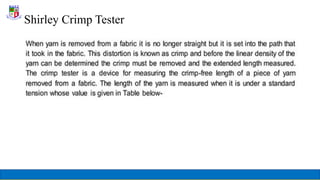 "Yarn Crimp: Understanding Its Role in Textile Performance" | PPTX