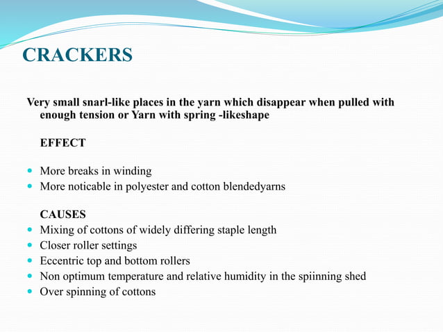 Yarn faults , causes and its remedies | PPTX