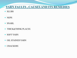 Yarn faults , causes and its remedies | PPTX
