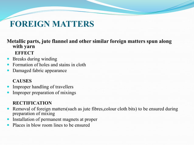 Yarn faults , causes and its remedies | PPTX