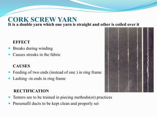 Yarn faults , causes and its remedies | PPTX