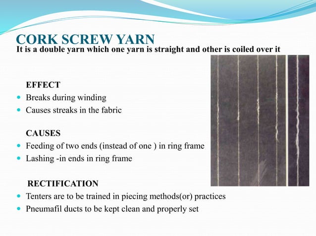 Yarn faults , causes and its remedies | PPTX
