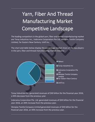 Yarn, fiber and thread manufacturing global market report 2018 | PDF
