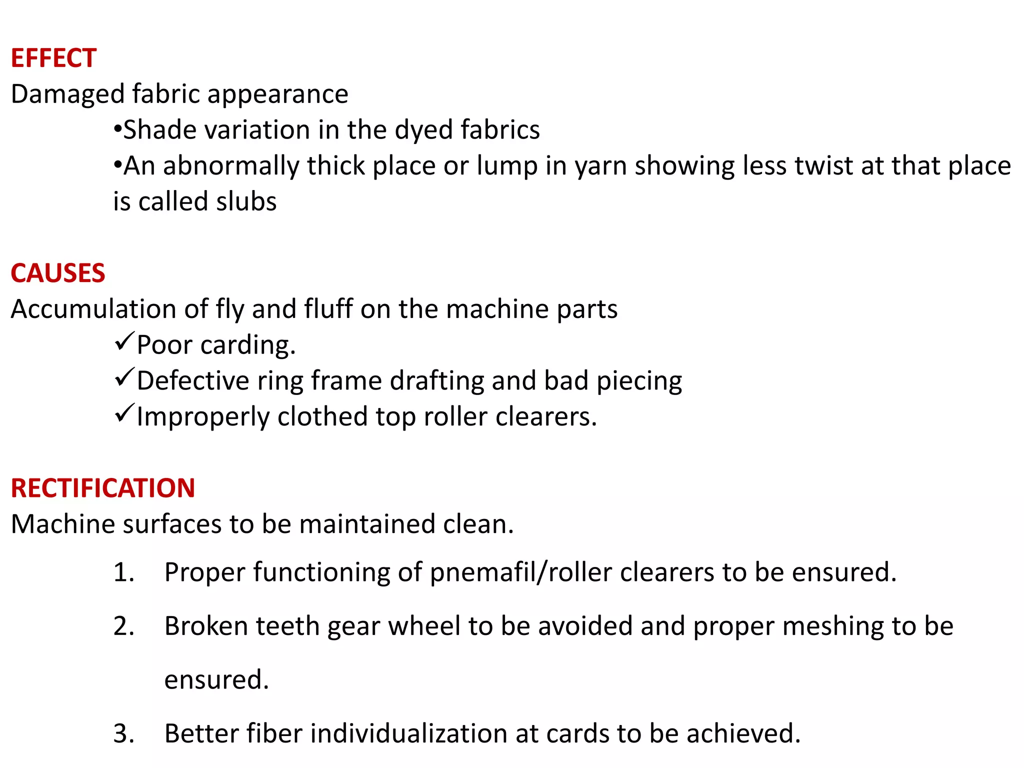 Yarn manufacturing (yarn faults) | PPTX