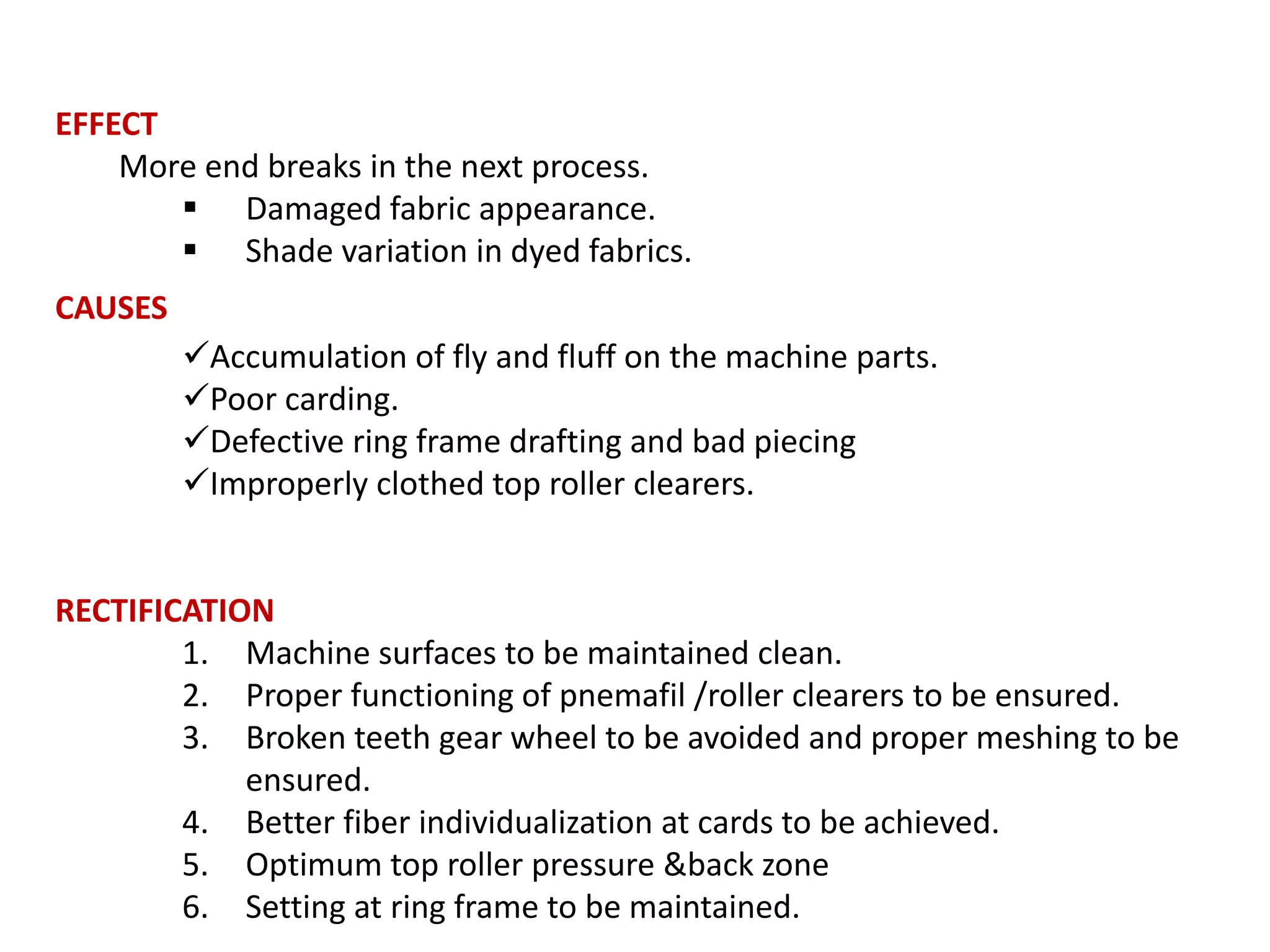 Yarn manufacturing (yarn faults) | PPTX