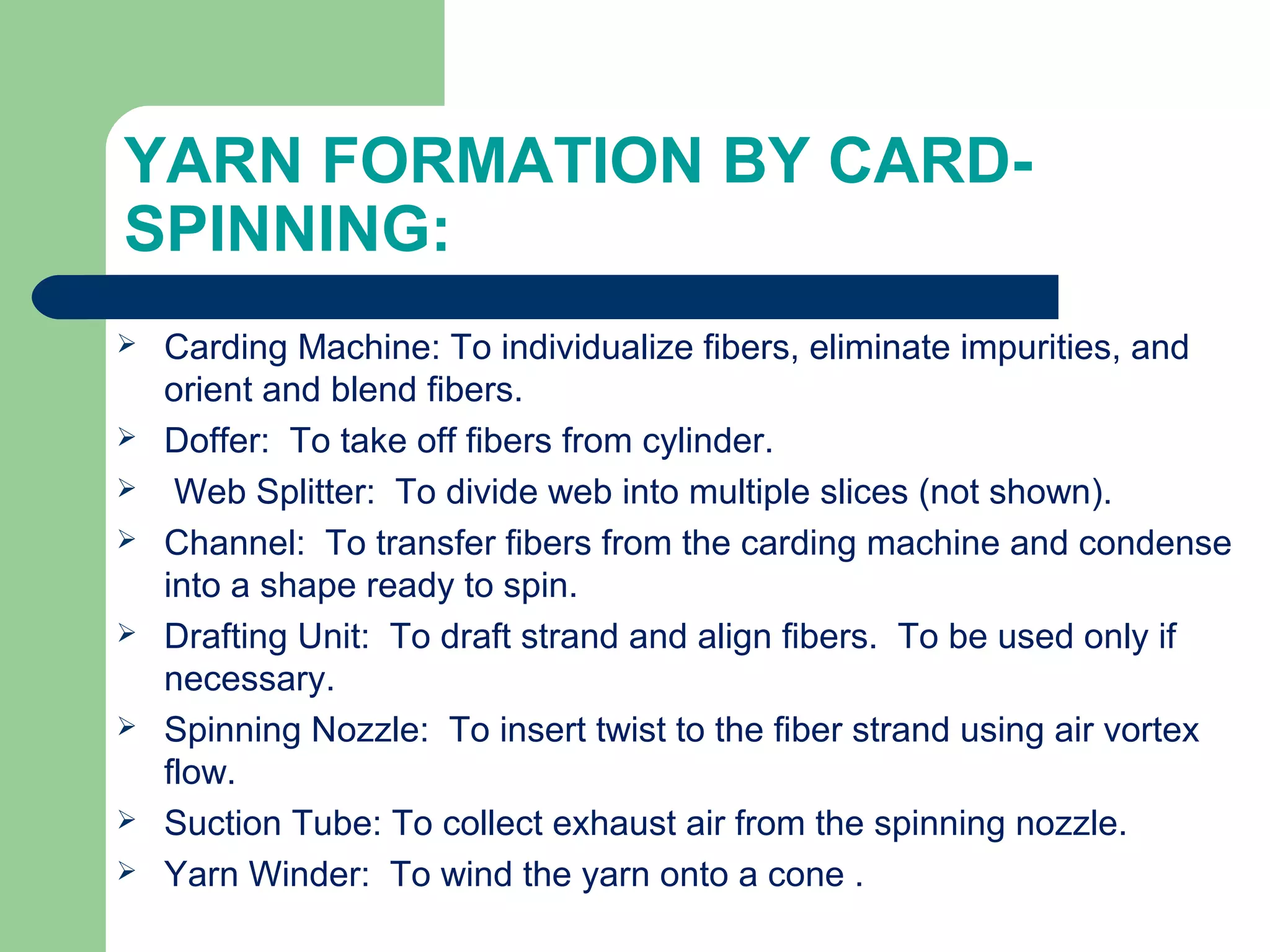Presentation on Card-Spinning System | PPT | Needlework | Arts and Crafts