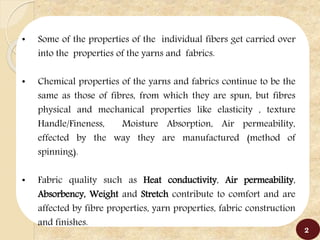 Yarn properties effecting comfort of the fabric | PPTX