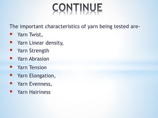 Yarn testing machine's | PPTX