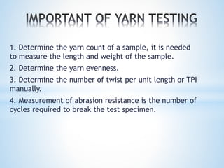 Yarn testing machine's | PPTX