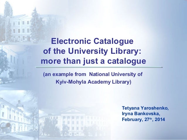 Electronic Catalogue of the University Library: more than just a cata…