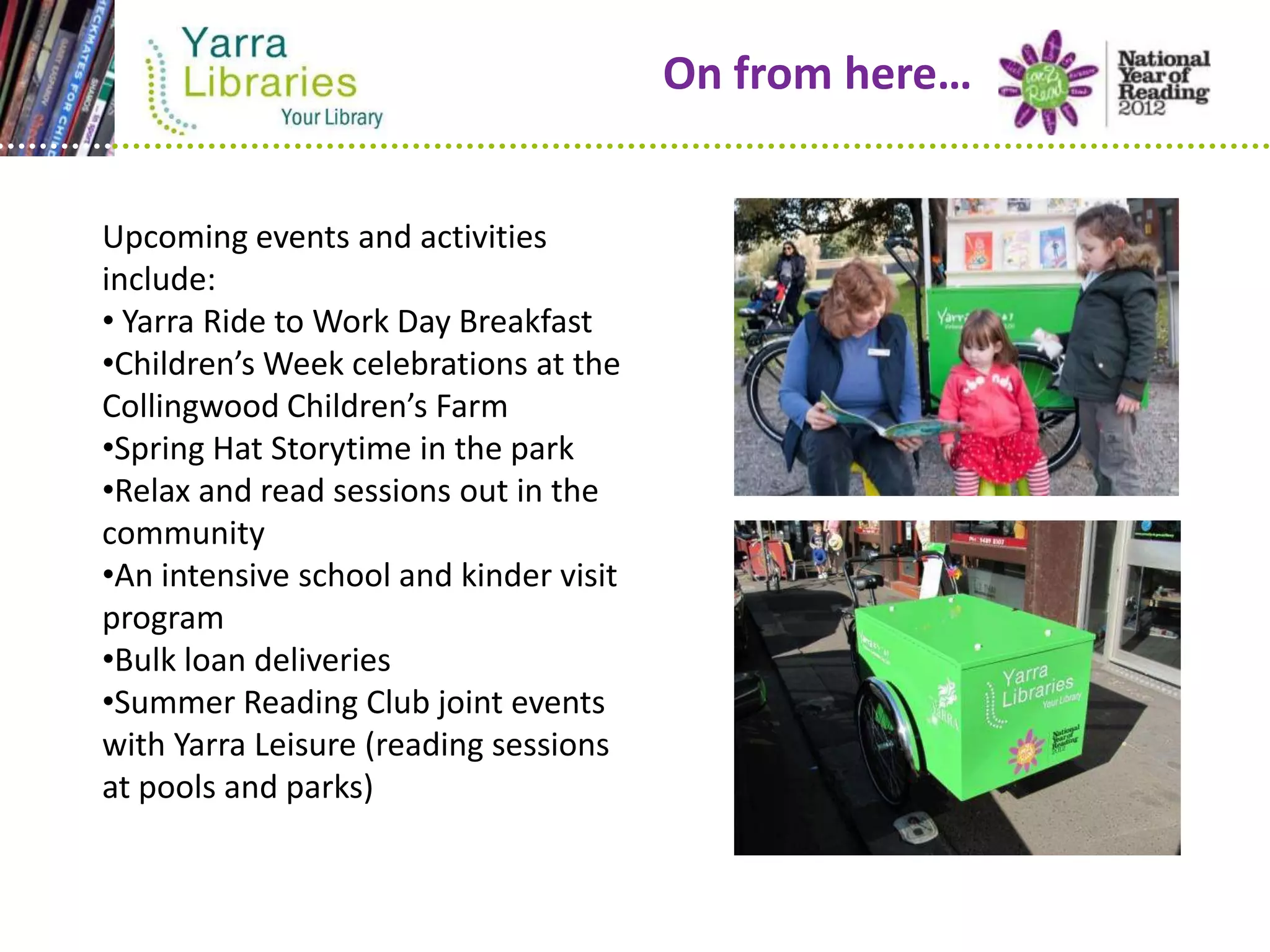 Yarra libraries book bike libmark grant presentation october 2012 ...