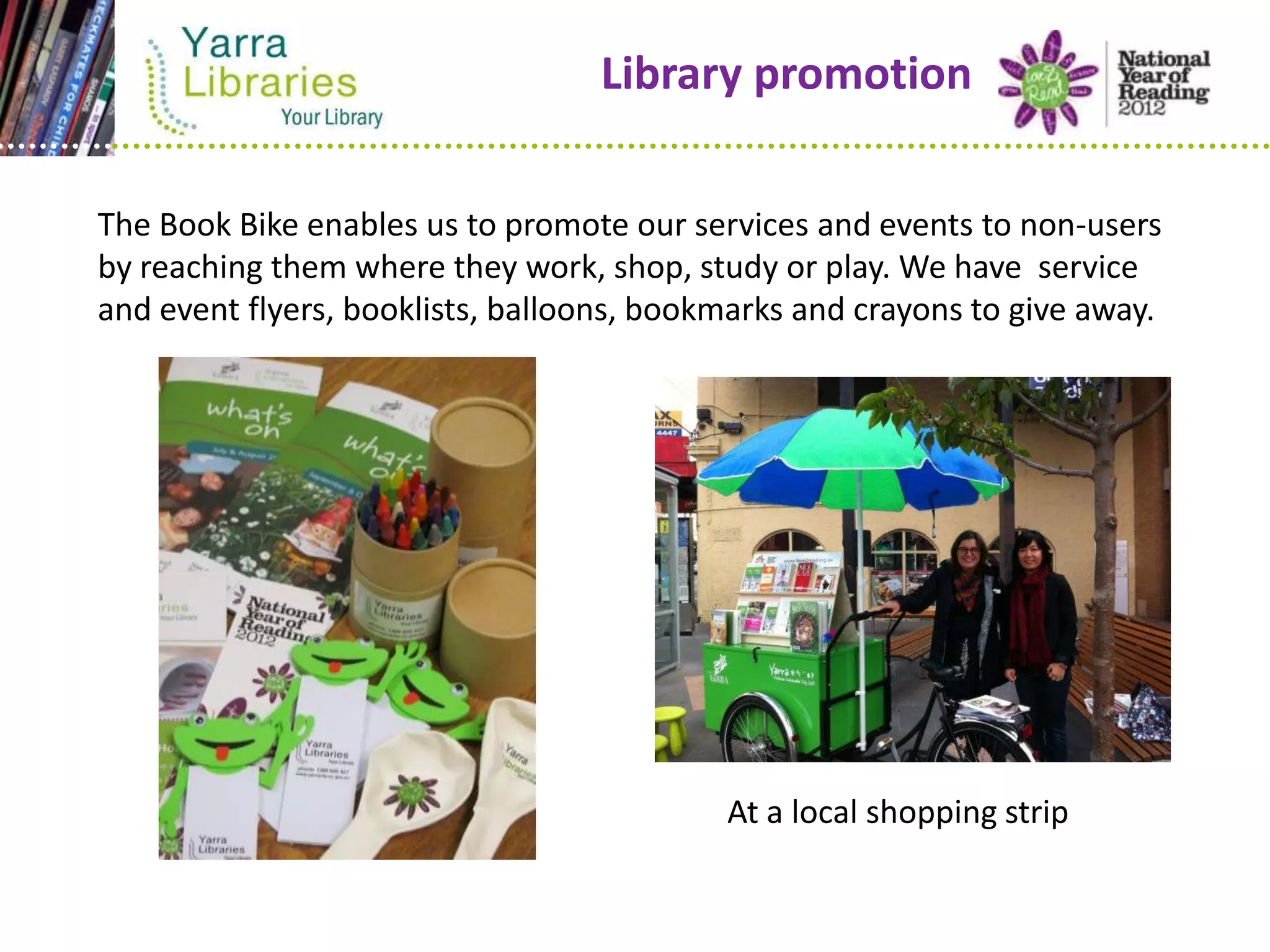 Yarra libraries book bike libmark grant presentation october 2012 ...