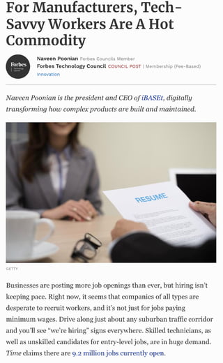 For Manufacturers, Tech-Savvy Workers Are A Hot Commodity | PDF | Job ...