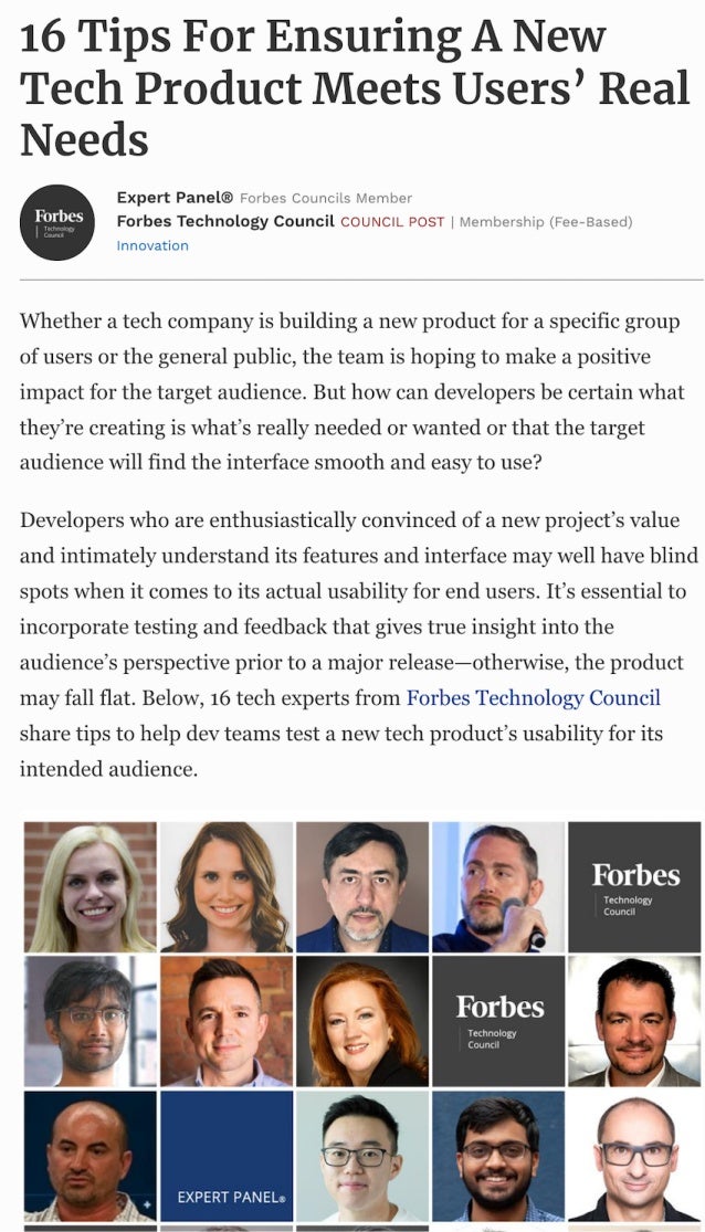 16 Tips For Ensuring A New Tech Product Meets Users’ Real Needs | PDF ...