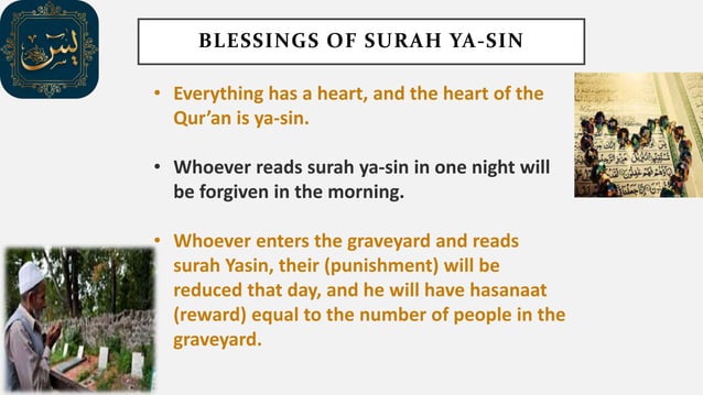 SURAH YASEEN, thematic study of the surah aayah by aayah. | PPT