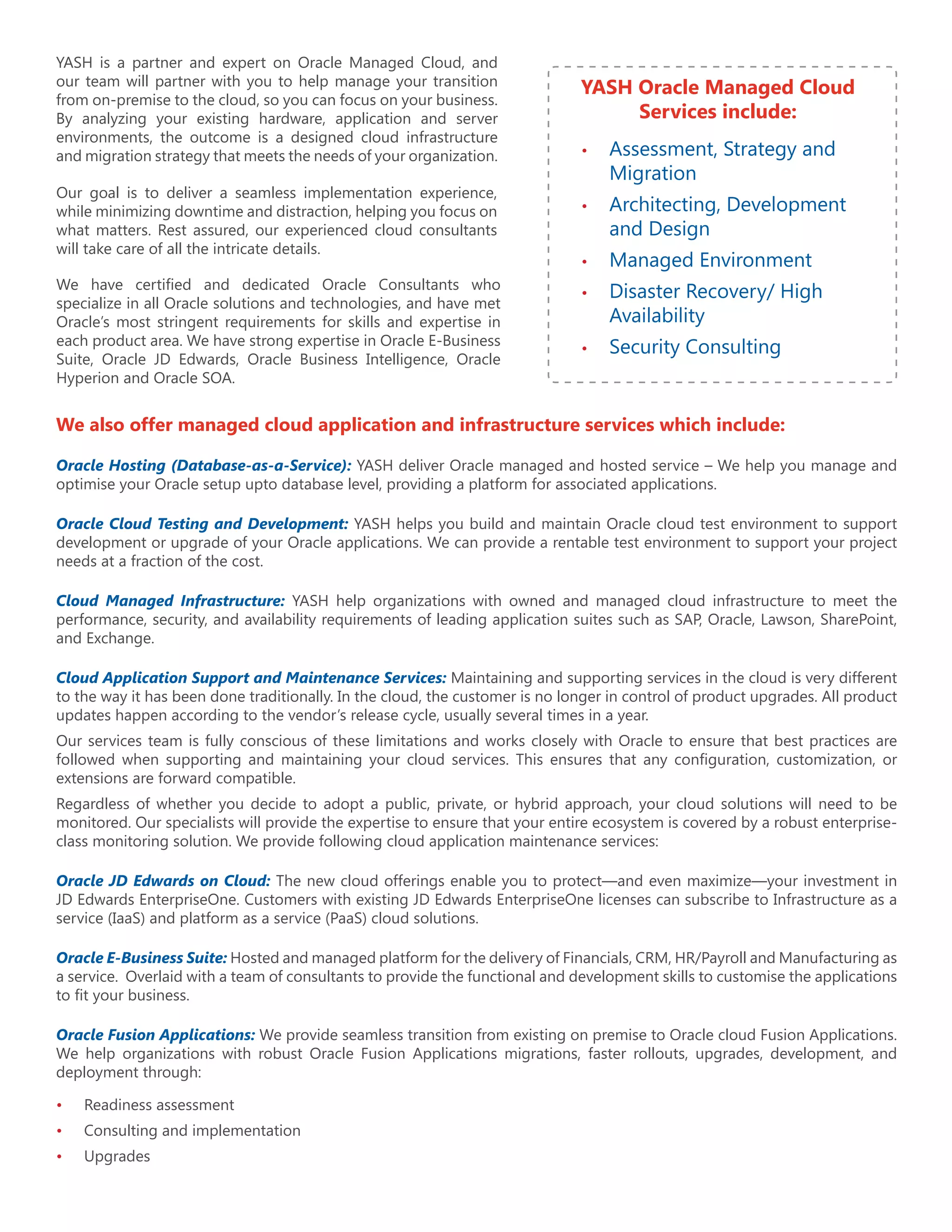 Oracle Managed Cloud Services | PDF