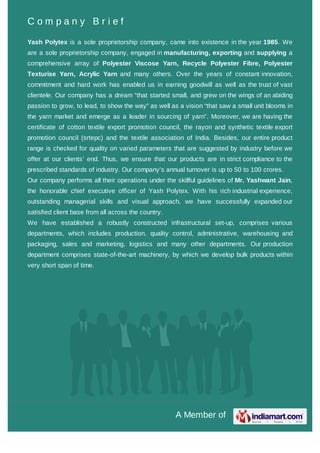 Yash Poly Tex, Mumbai, Acrylic Yarn | PDF