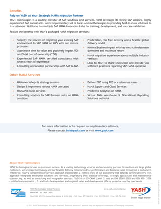 YASH Services for SAP HANA Migration | PDF
