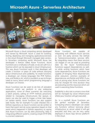 Cloud Computing Serverless Architecture | PDF