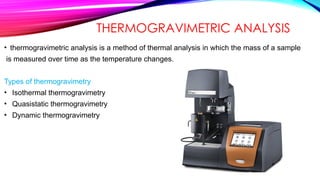 Thermo gravimetric analysis TGA principle factors applications | PPT