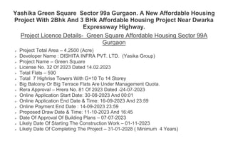 Yashika Green Square affordable housing sector 99a DXWAY Gurugram 2bHK ...