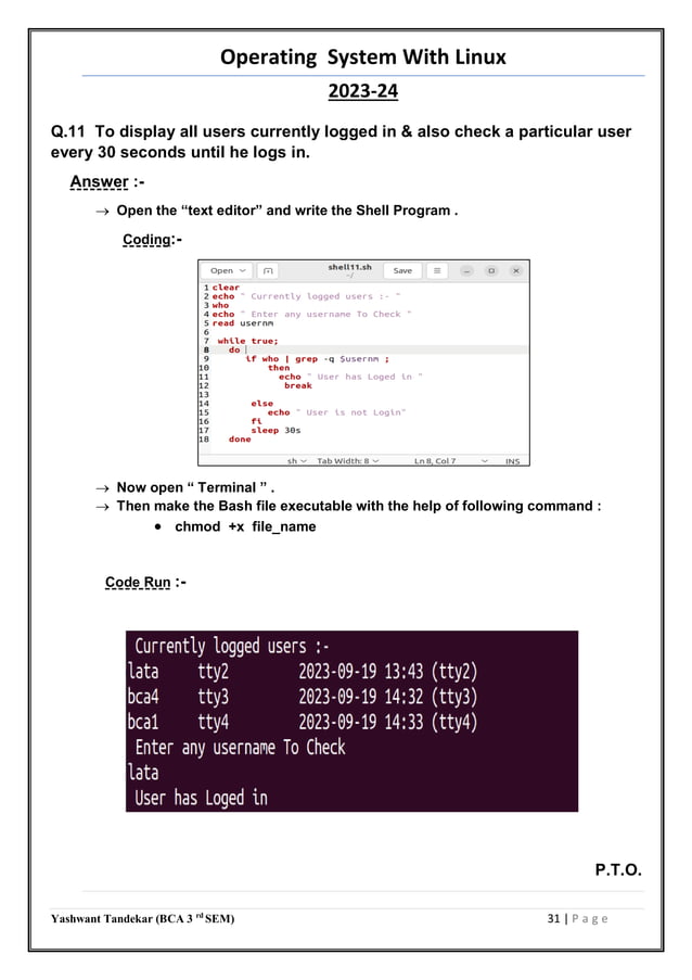 linux practical exam Digvajiya collage Rajnandgaon | PDF