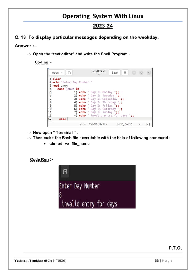 linux practical exam Digvajiya collage Rajnandgaon | PDF