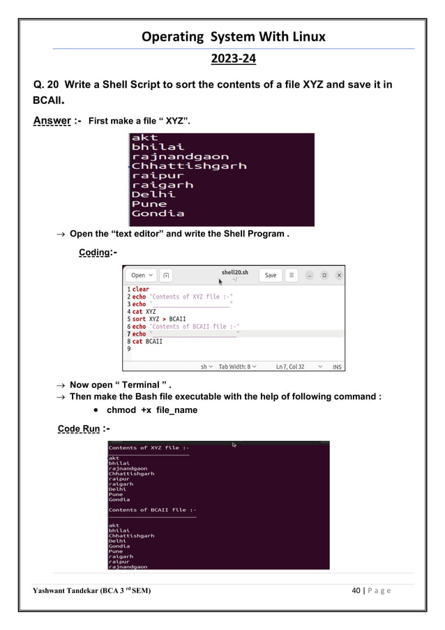 linux practical exam Digvajiya collage Rajnandgaon | PDF | Operating ...