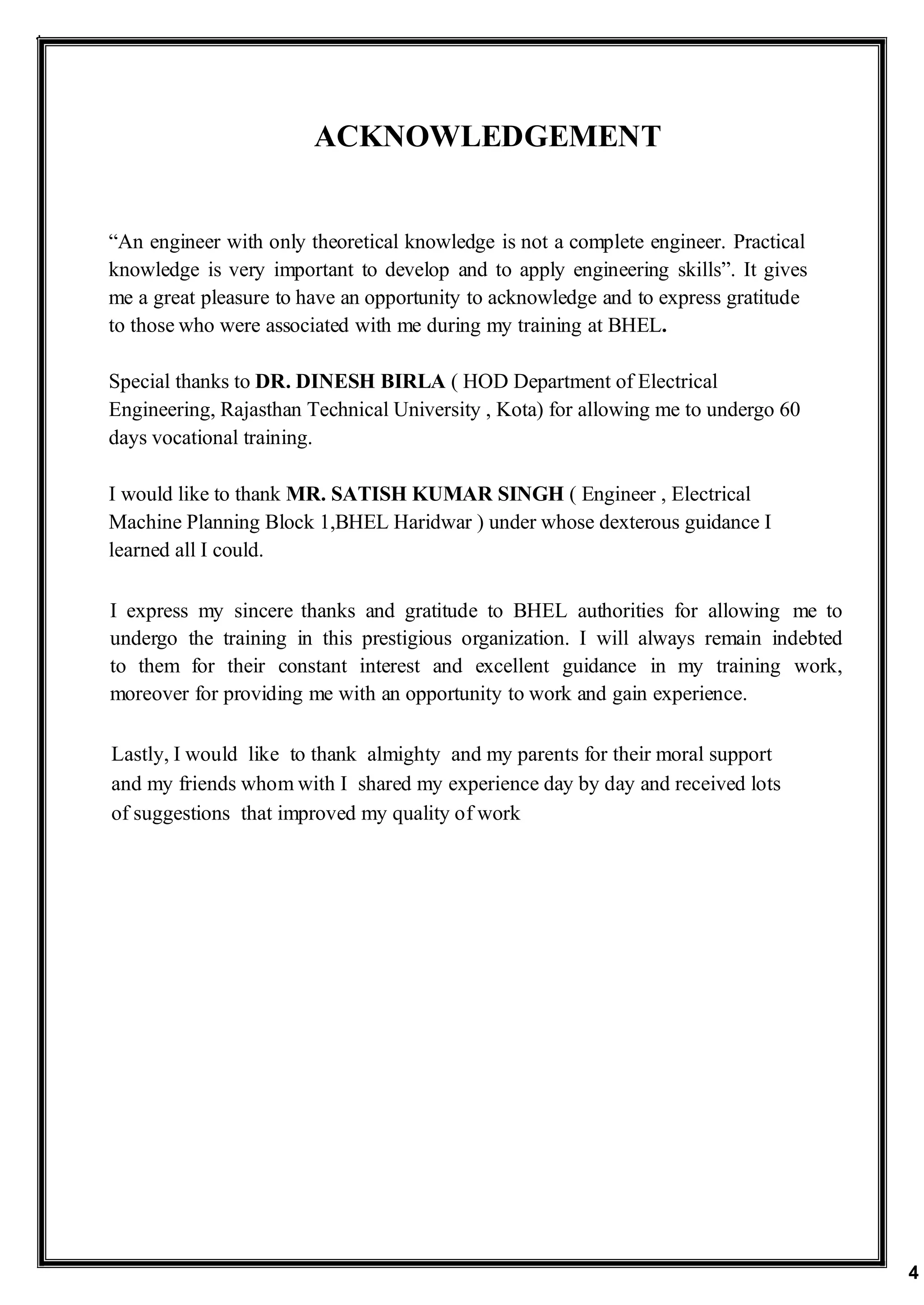 BHEL HARIDWAR TRAINING REPORT | PDF