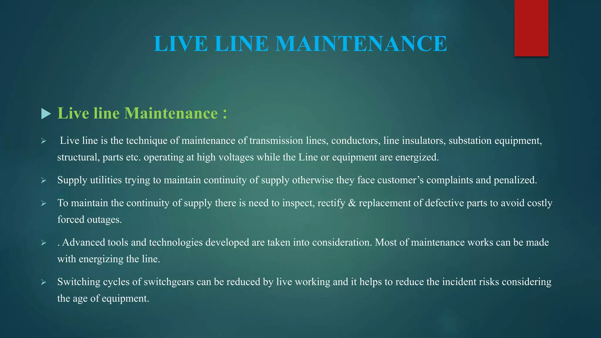 EHVAC transmission line maintenance techniques | PPTX