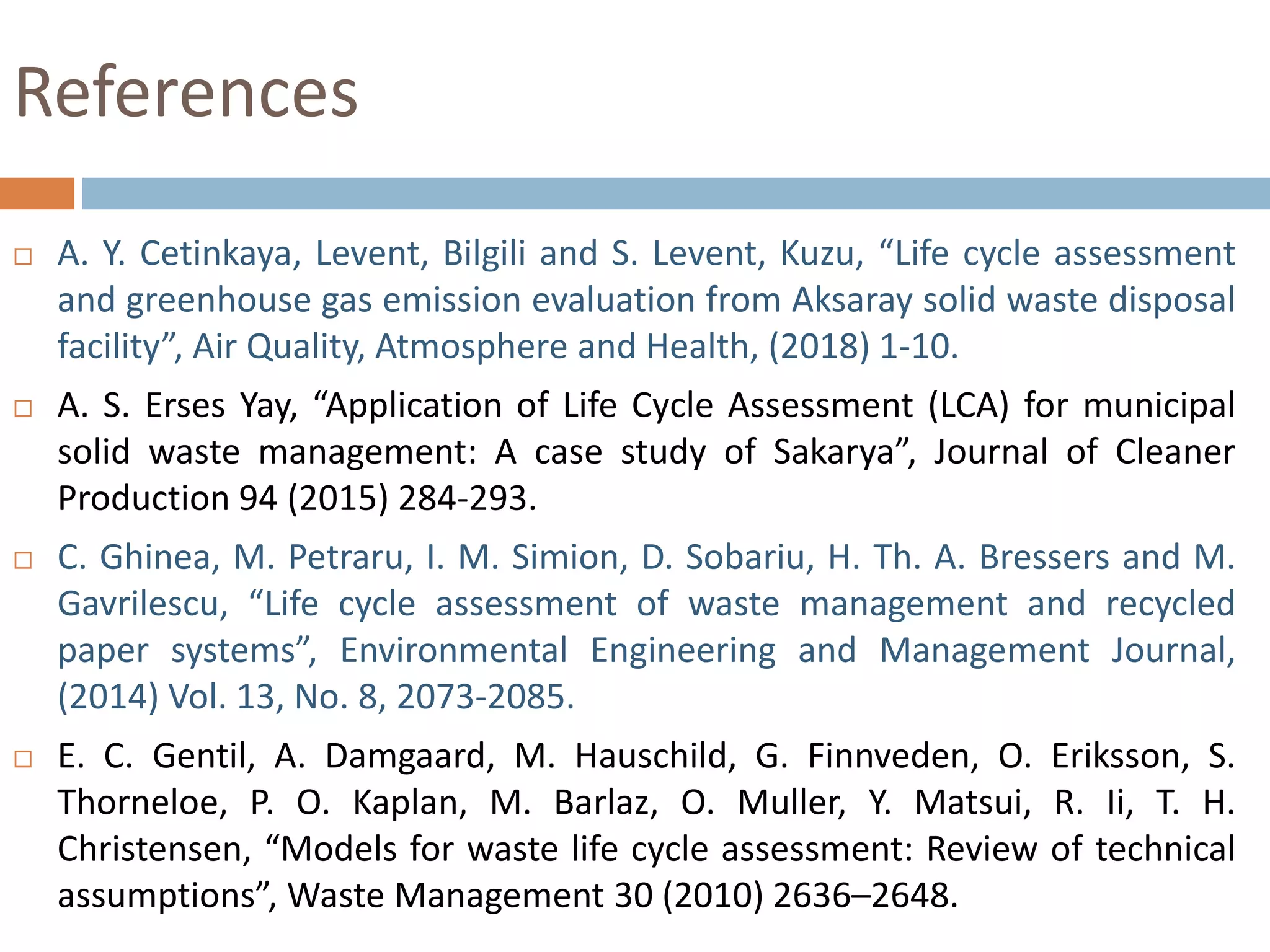 State of the art on Life Cycle Assessment for Solid Waste Management | PPTX