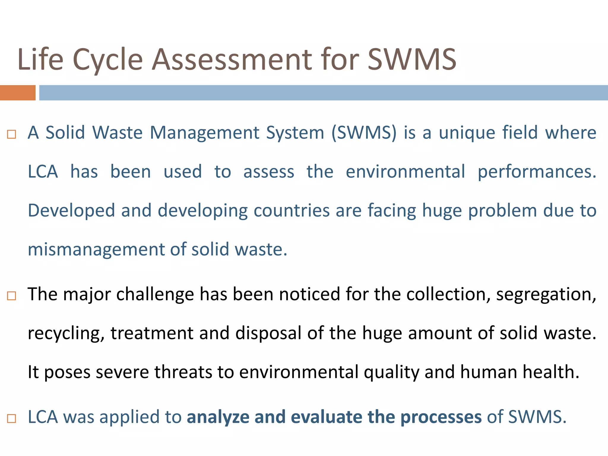 State of the art on Life Cycle Assessment for Solid Waste Management | PPTX