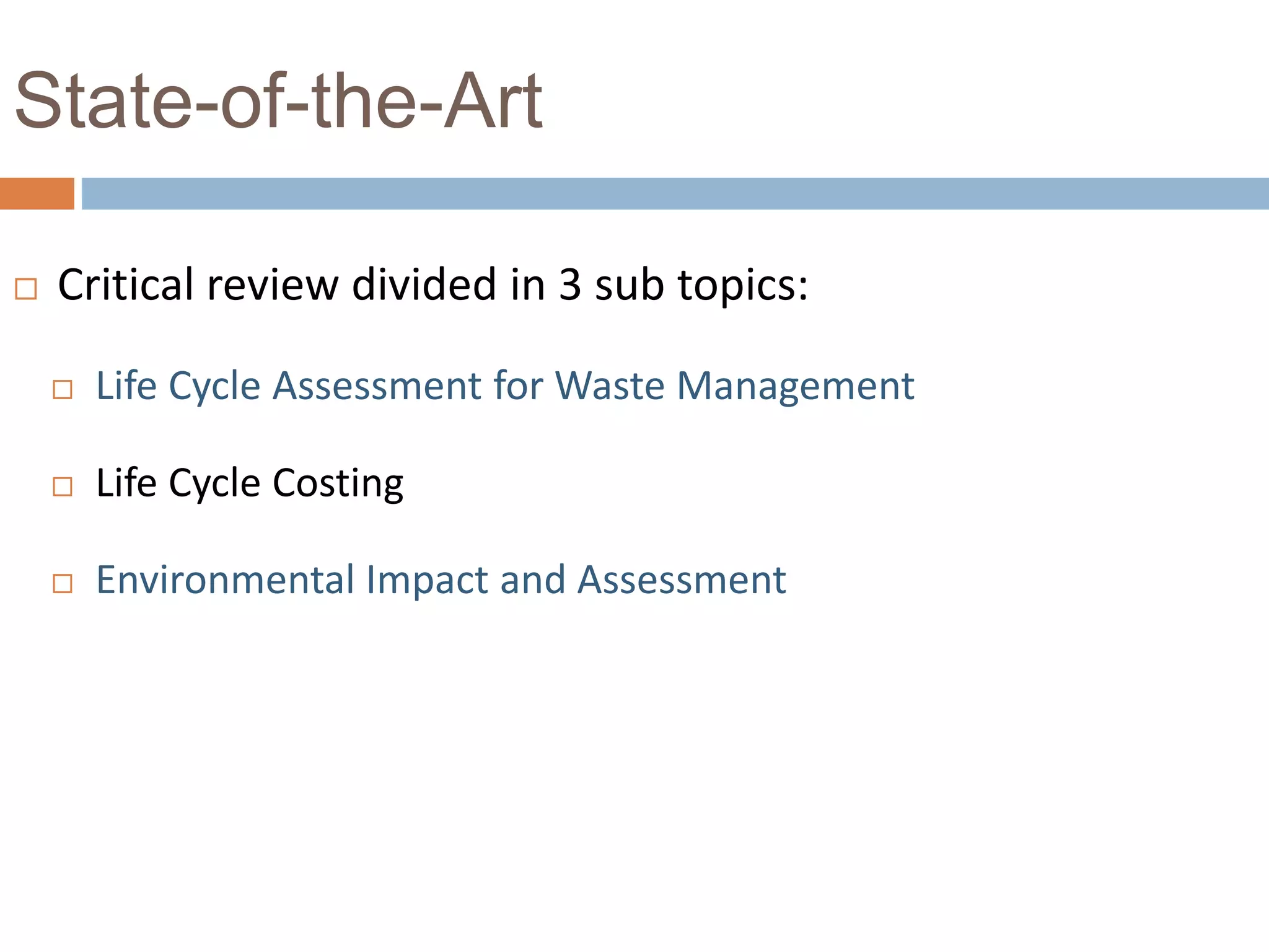 State of the art on Life Cycle Assessment for Solid Waste Management | PPTX