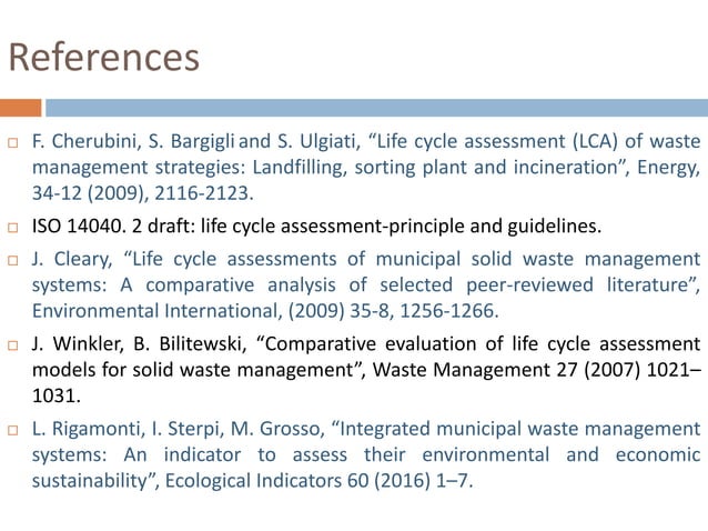 State of the art on Life Cycle Assessment for Solid Waste Management ...
