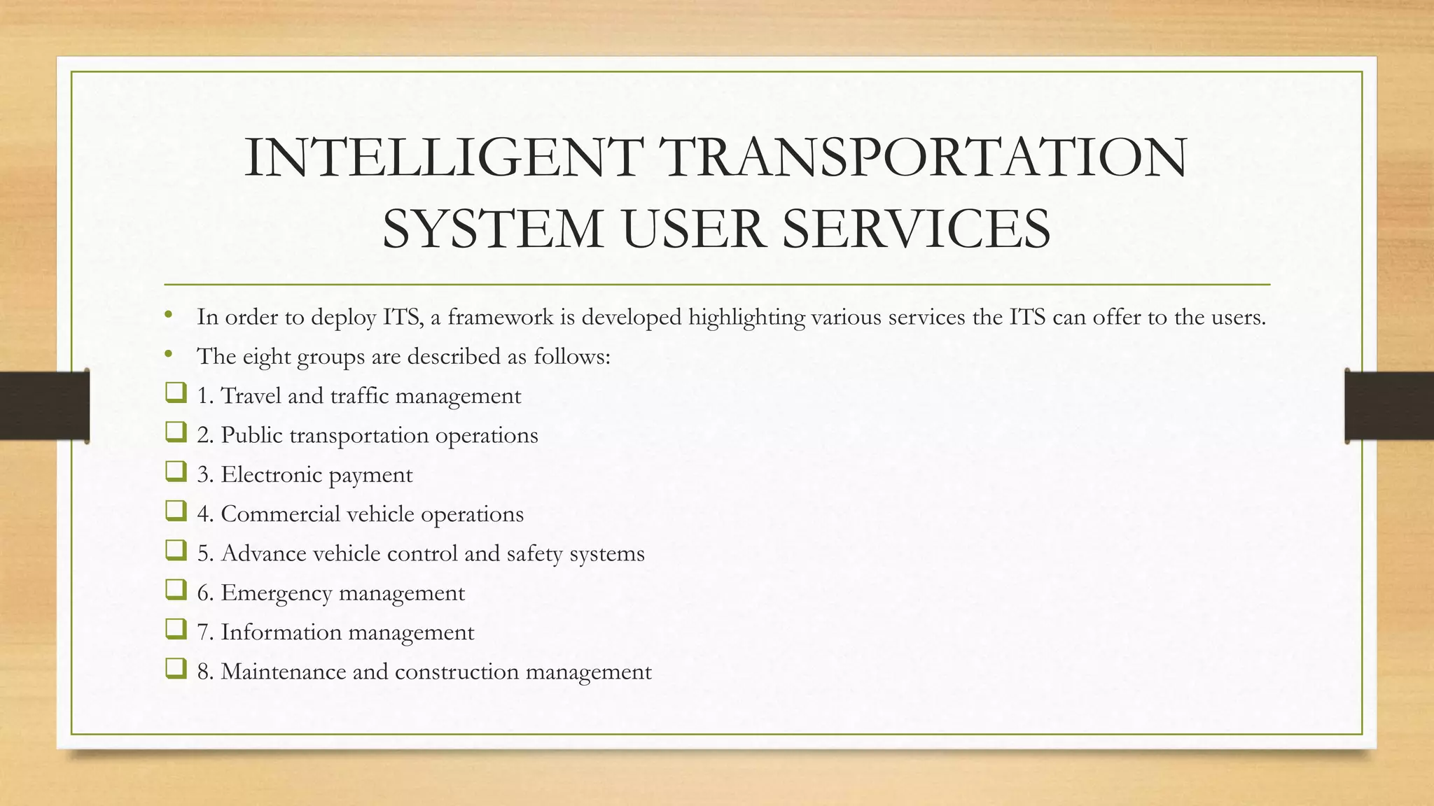 Intelligent Transportation Systems (ITS) | PPTX | Logistics and ...