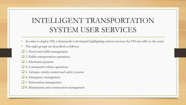 Intelligent Transportation Systems (ITS) | PPTX | Logistics and ...