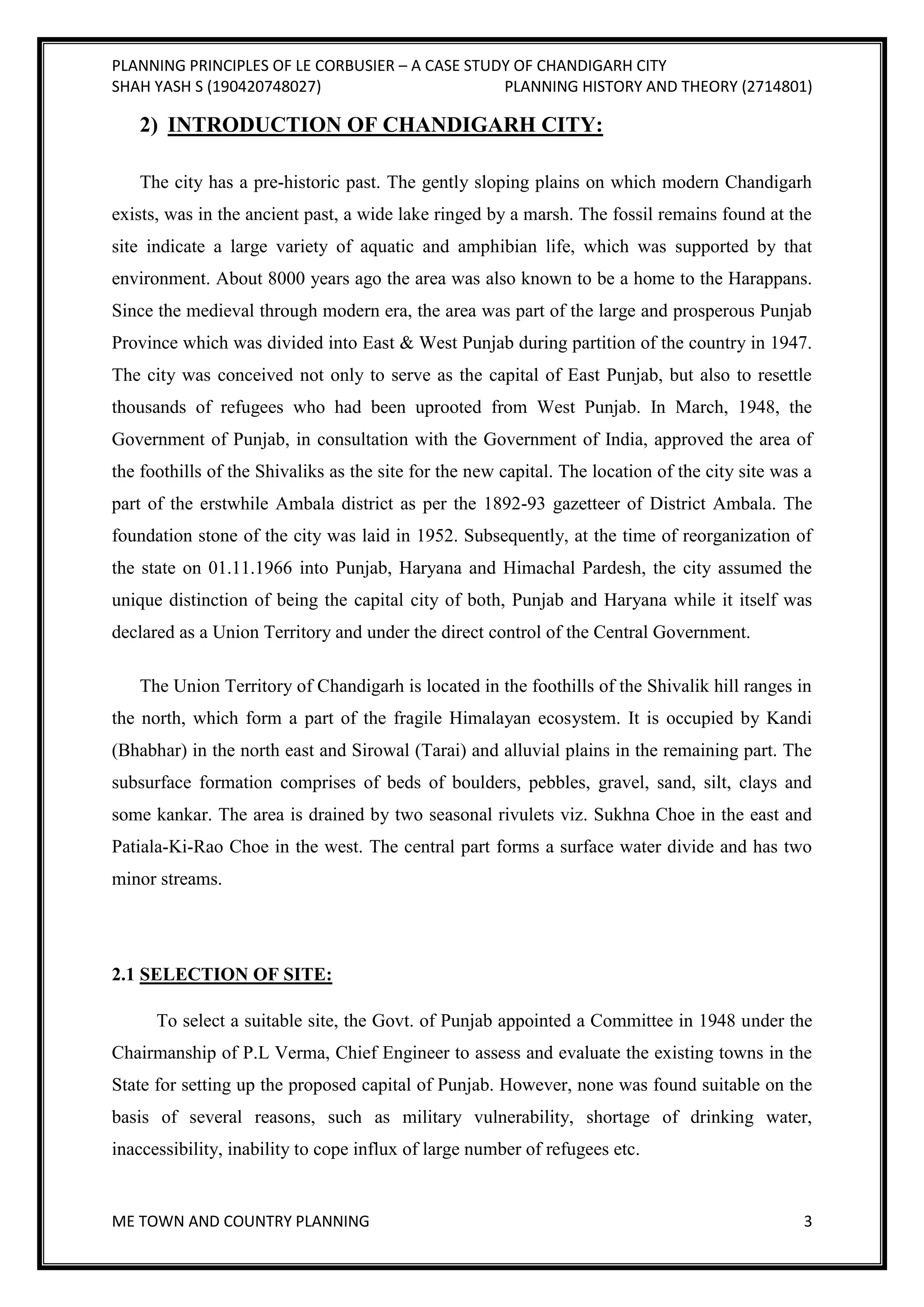 PLANNING PRINCIPLES OF LE CORBUSIER – A CASE STUDY OF CHANDIGARH CITY ...