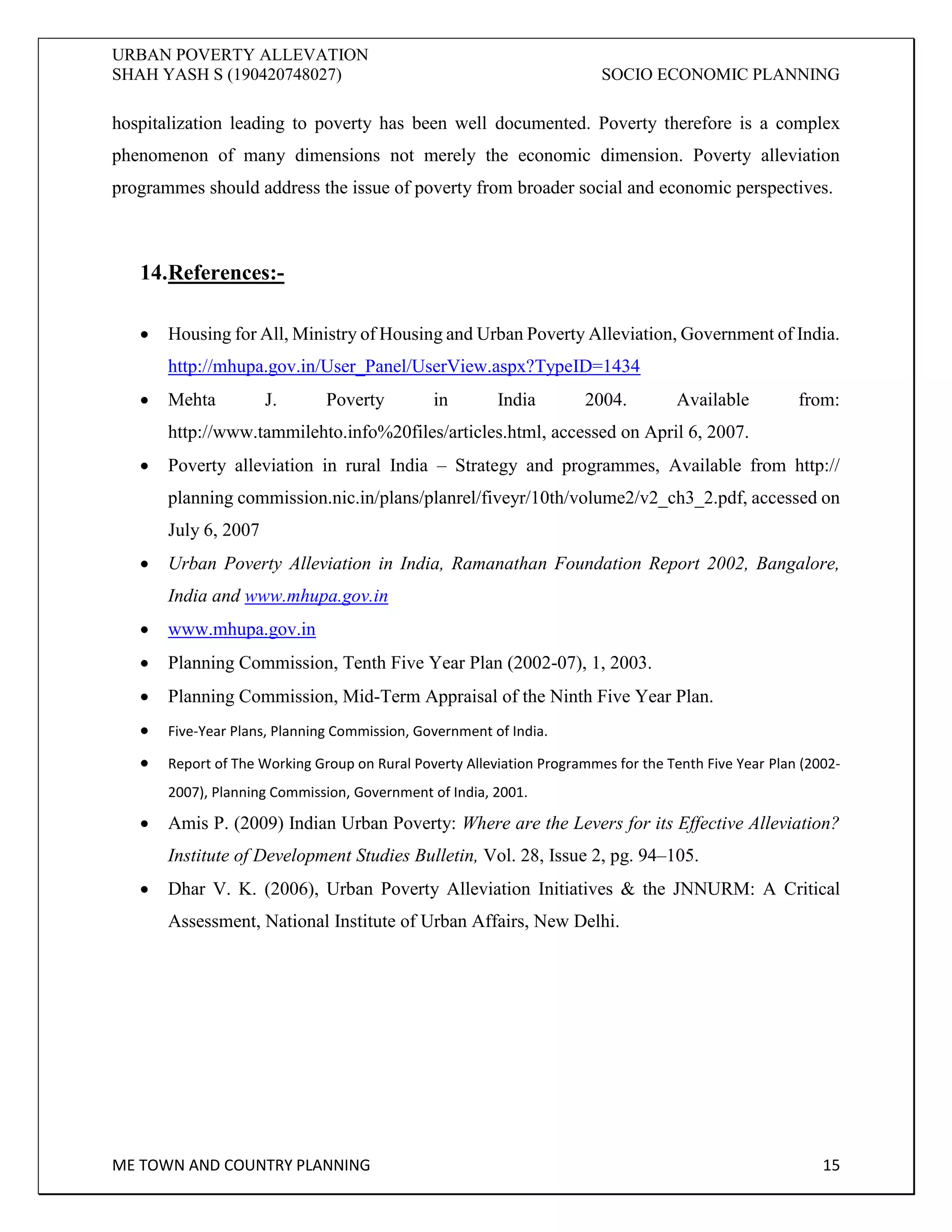 Urban Poverty Alleviation | PDF
