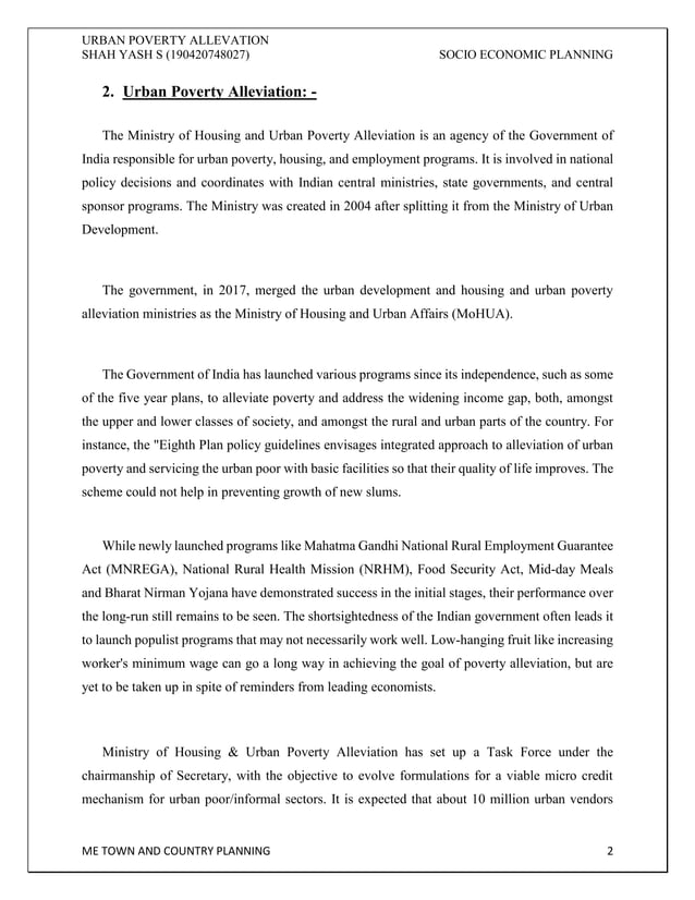Urban Poverty Alleviation | PDF