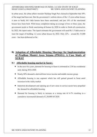 AFFORADBLE HOUSING SHORTAGE IN INDIA: - A CASE STUDY OF SURAT | PDF