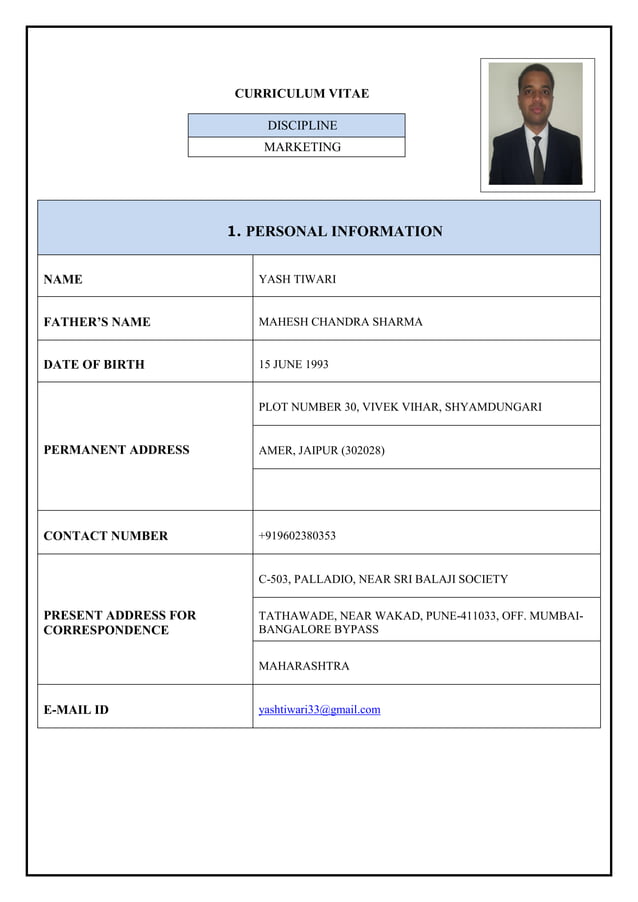 Yash Tiwari CV | PDF | Education
