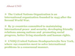 Yashaswi Diwakar Sinha United Nations Organisation {UNO} PPT | PPT