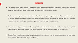 ONLINE COMPLAINT REGISTRATION AND MANAGEMENT SYSTEM | PPTX