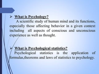 Applications of statistics in psychology | PPTX