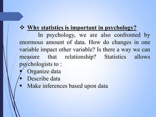 Applications of statistics in psychology | PPTX