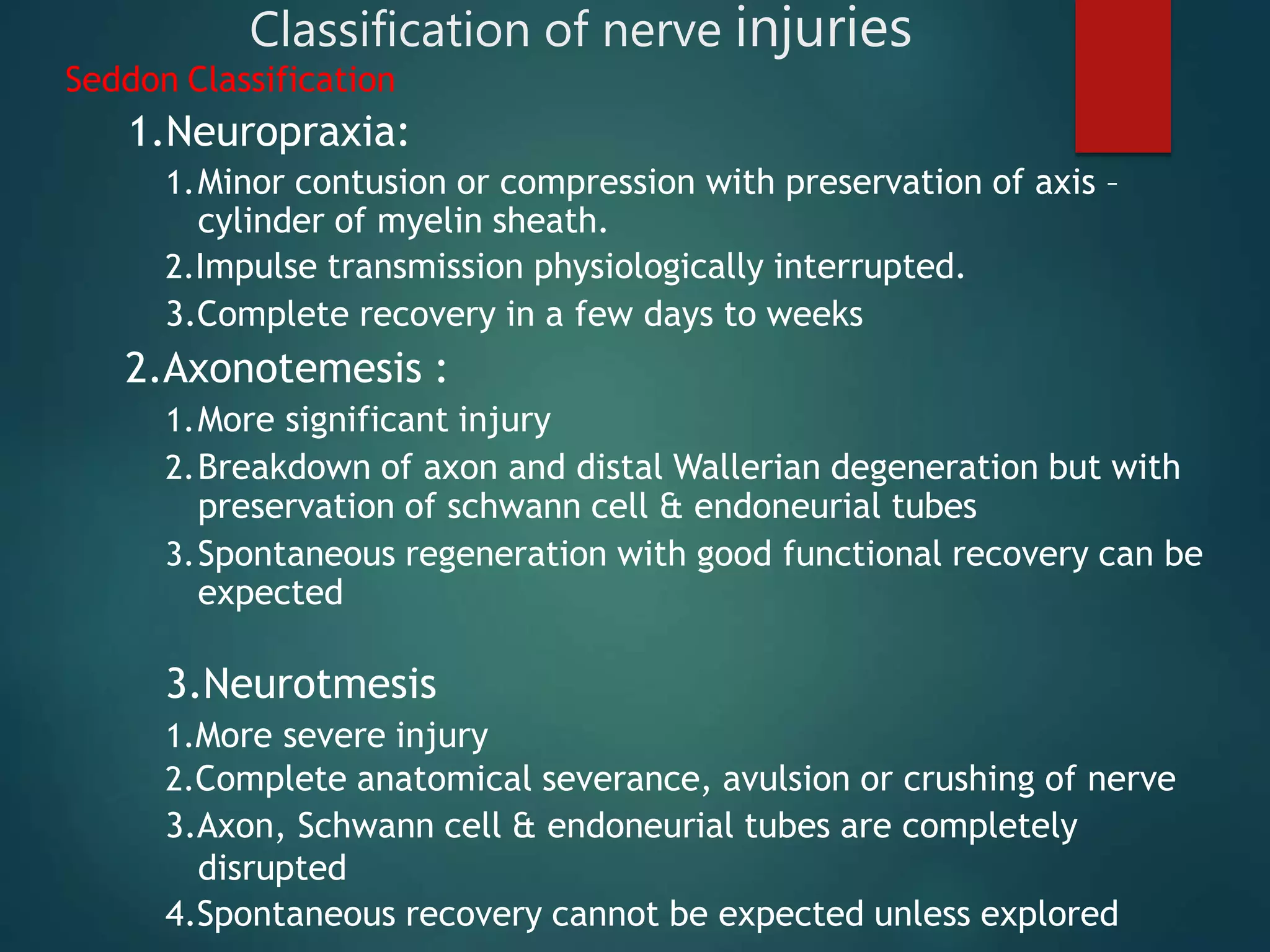 peripheral nerve injury concepts and management | PPTX