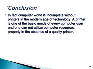 Printers And Its Types | PPT