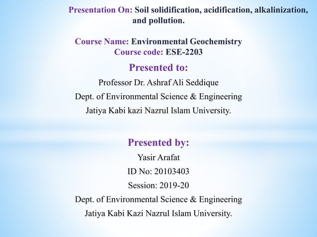 Soil solidification, acidification, alkalization and pollution | PPTX | Agriculture | Industries